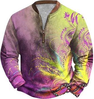 Generic Costume de carnaval pour homme - V&ecirc;tement de f&ecirc;te - Sweatshirt sans capuche - Avec col &eacute;clair 1/4 - T-shirt &agrave; manches longues confortable - Pull d&eacute;con