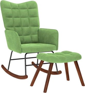 vidaXL Schaukelstuhl mit Hocker Hellgrüner Samt - Vidaxl