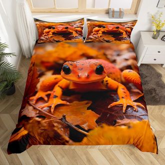 Generic Frog Bettw&auml;sche 135x200 Set Kinder Dschungel 2 Teilig Bettbezug 135 x 200 cm 3D Bettw&auml;sche-Sets Weiche Bettbezug Tropische Tiere Einzelbettbezug Set m