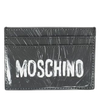 Moschino Homme, Accessoires, Gris, Taille: ONE Size Leather Card Holder
