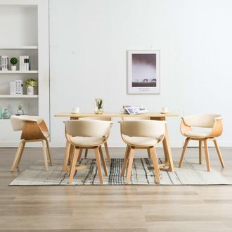 vidaXL Vidaxl - Esszimmerst&uuml;hle 6 Stk. Creme Bugholz und Kunstleder