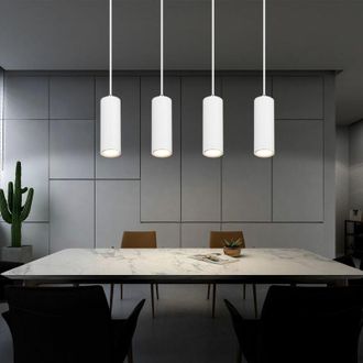 Globo Lighting Hängeleuchte Esszimmerlampe Pendelleuchte 4-flammig Modern Hängelampe, Metall weiß, 4x GU10 Fassungen, LxBxH 75x9x150 cm