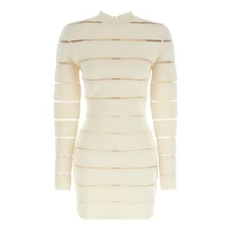 Balmain Bodycon Mini-Kleid mit Mesh-Eins&auml;tzen - - Dresses - Damen - Wei&szlig; - M