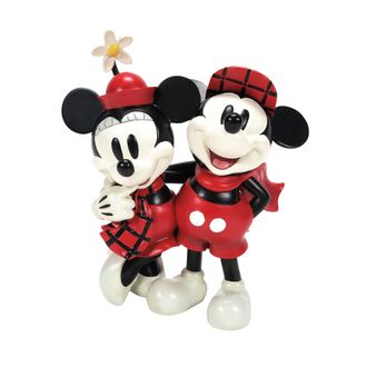 Enesco Disney Showcase Mickey und Minnie Mouse in Weihnachts-Plaid-Figur, 10,2 cm, mehrfarbig