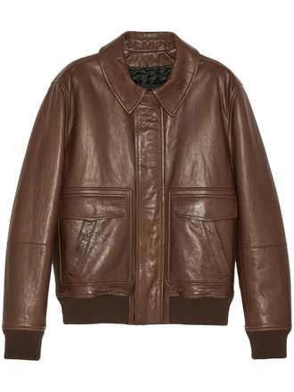 Yves Salomon Pilotenjacke aus Leder - Braun