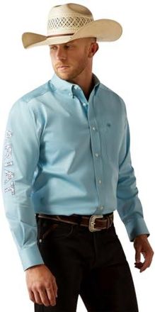 Ariat Ariat Chemise en sergé avec Logo de léquipe pour Homme Coupe Classique, Bleu Clair/Bleu, Taille S