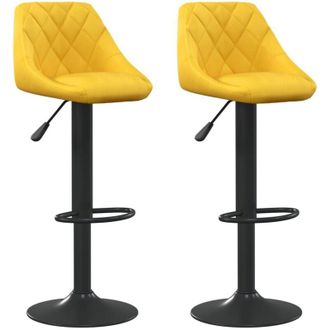 vidaXL Tabourets de bar lot de 2 jaune moutarde velours vidaXL