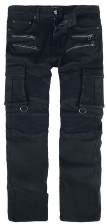 Rock Rebel by EMP Herren Schwarze Medium Rise Jeans mit vielen Taschen W31L32