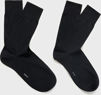 Mango 2er-Pack lange Baumwollsocken schwarz - Herren - 40-42 - MANGO MAN
