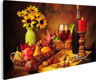 Islandburner Bild auf Leinwand Wein Früchte Nüsse Stillleben Bilder Wandbilder Poster