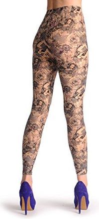 Liss Kiss Girl with Hat & Roses - Beige Leggings Taille Unique (32-38)