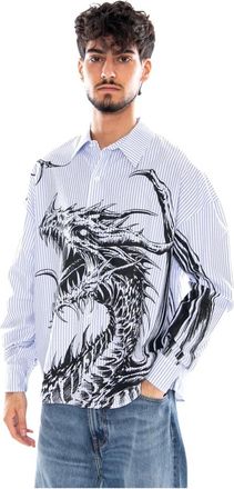 Dolly Noire La Shard Dragon Long Sleeves Shirt - Homme - Chemises - Bleu - Taille: XL