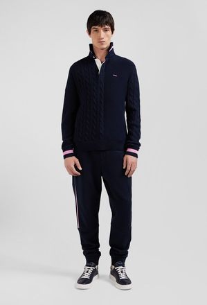 Eden Park Pull Col Maillot En Coton Bleu Marine Coupe Regular