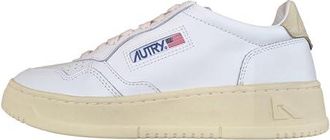 Autry Chaussures Sneakers Unisexe en Cuir Blanc et Naturel LL87 medelist, Blanc, 45 EU