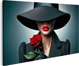 Islandburner Prime Bild auf Leinwand Frau Mit Schwarzem Hut Und Roter Rose Bilder Wandbilder Poster
