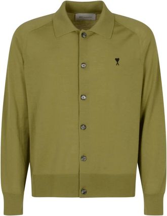 Ami Homme, Pulls, Vert, Taille: XL Quota Shirt Collar Cardigan