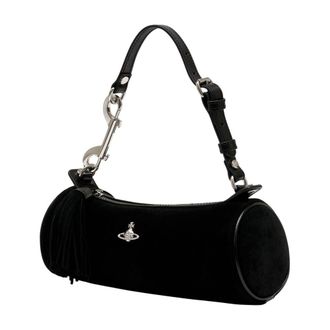 Vivienne Westwood Womens Cindy Cylinder Purse - Vivienne Westwood Leather Black Calfskin Bags Shoulder-Hobo-Bags