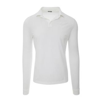 Zanone IceCotton Slim Fit L/S Polo mit Tasten - - Tops - Herren - Wei&szlig; - 4XL