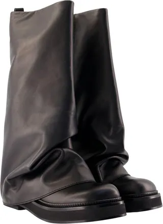 The Attico Womens Robin Combat Ankle Boots - The Attico Leather Black Calfskin Shoes Ankle-Boots