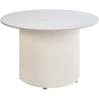 Beliani Beliani - Table Basse Moderne Base en M&eacute;tal &oslash; 70 cm Plateau en Pierre Fritt&eacute;e Aspect Naturel Beige Clair Leona