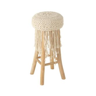 Paris Prix Paris Prix - Tabouret de Bar Macramé Pure Nature 85cm Naturel