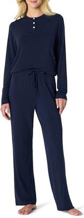 Amazon Essentials x Sofia Grainge Ensemble de pyjama Henley à manches longues Femme, Bleu Marine, XXS