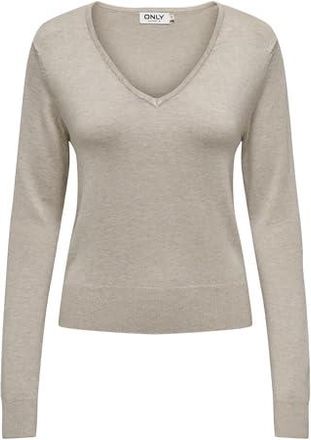 Only Onlvenice Life Ls Nca KNT Pull &agrave; col V Over, Couleur : Gris, L Femme