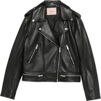 Twinset Femme, Vestes, Noir, Taille: 36 FR Giacca in pelle zip