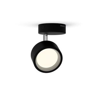 Philips Bracia 1-er LED Spot (5,5 W), einflammiger Wandspot mit warmwei&szlig;em Licht, energiesparende Raumbeleuchtung mit langer Nutzlebensdauer, schwarz