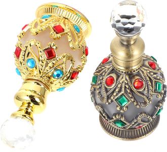 Valiclud 2 St&uuml;ck Vintage Glas Parf&uuml;mflasche mit Diamantbesatz Leerer Duftzerst&auml;uber Nachf&uuml;llbarer &Auml;therischer &Ouml;lbeh&auml;lter Dekorative Antike Fl&auml;schchen f&uuml;r Wohn 