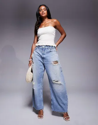 Good American Good Extreme - Jean bouffant - Bleu clair