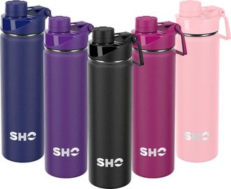 Sho Sport-Wasserflasche aus Edelstahl, auslaufsicher, BPA-frei, kein Schwei&szlig;, vakuumisoliert, doppelwandige Metallflasche, 12 Stunden hei&szlig;, 24 Stunden kal