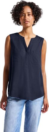 Street One Damen A345868 Blusentop mit Brusttaschen, Deep Blue, 46