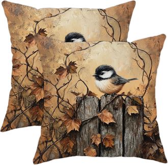 Generic Herbstmeisenvogel Kissenbezug Komfort Kissenbez&uuml;ge Atmungsaktiv Kissenh&uuml;lle F&uuml;r Bett Schlafzimmer Hotel 45X45Cm 2Er Set