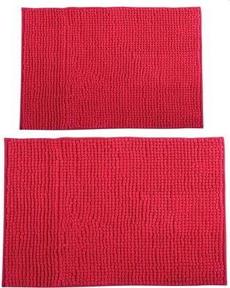 MSV Chenille Badvorleger Langflor Badvorleger Set 2 teilig 40x60 cm + 60x90 cm Rosa