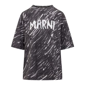 Marni Scribbled Logo T-Shirt - - Tops - Damen - Mehrfarbig - XS