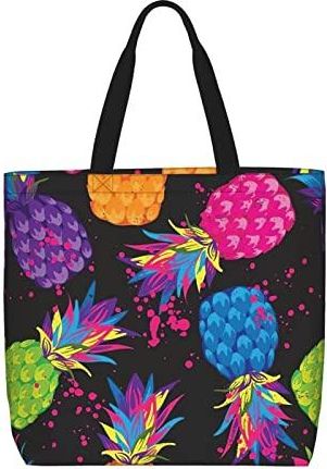 Generic Sac Fourre-Tout Motif Tie-Dye Ananas Sac Tissu Personnaliser De Grande Capacit&eacute; Sacs En Toile, Pour Burea, Voyage, Femmes, Tous Les Jours