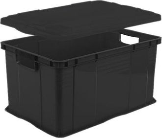 Rotho Agilo Aufbewahrungsbox 55l, Kunststoff (PP) BPA-frei, schwarz rezykliert, A3/55l (59.0 x 39.0 x 31.0 cm)