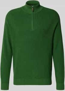 Fynch-Hatton Strickpullover mit Troyer-Kragen und Label-Stitching