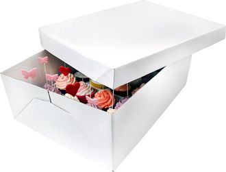 PME CBO908 Extra tief Cupcake Box für 24 Kuchen, 43 x 31 x 14 cm, Weiß