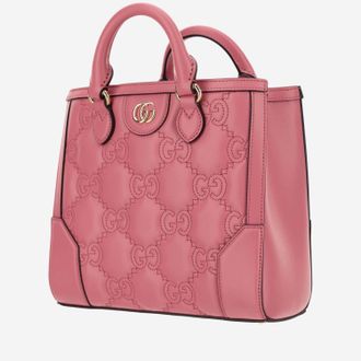 Gucci Womens Gg Matelass&eacute; Leather Shopping Bag Pink Calfskin Tote