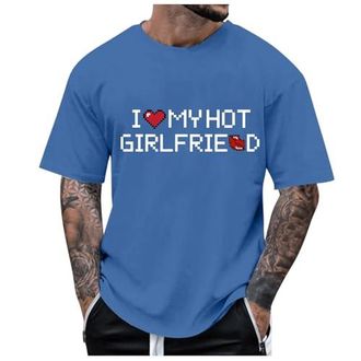 Generic T-shirt imprim&eacute; &agrave; manches courtes pour homme avec inscription &laquo; 2026 Valentines Day I Loved My Girlfriend &raquo;, bleu clair, XXL