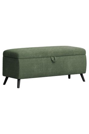 Esposa Bettbank, Gr&uuml;n, Textil, Buche, vollmassiv, 145x45x50 cm, Truhe im Sitz, Wohnzimmer, Hocker, Sitzhocker