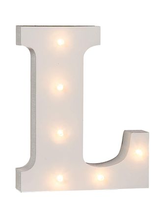 Out of the Blue Out of the Blue 57/6085 - Holz Buchstabe L beleuchtet mit 6 LED Lichtern, batteriebetrieben, 16 x 3 x 16 cm