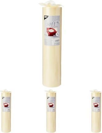 Papstar Tischl&auml;ufer, stoff&auml;hnlich, Vlies Soft Selection 24 m x 40 cm Creme auf Rolle, 84320 (Packung mit 4)