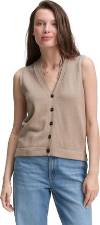 Tom Tailor Damen 1047676 Pullunder mit Knopfleiste, 38330-Soft Taupe Melange, 3XL