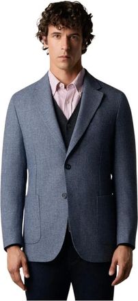 Brooks Brothers Homme, Vestes, Bleu, Taille: 5XL Veste Blazer en Laine M&eacute;lang&eacute;e &agrave; Chevrons