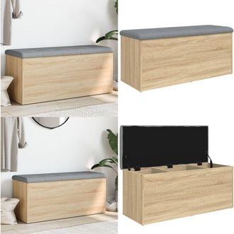 vidaXL Banc de rangement ch&ecirc;ne sonoma 102x42x45 cm bois ding&eacute;nierie - Banc Coffre - Banc Rangement - Banc Entr&eacute;e - Meuble Rangement - Banc Design - Home &