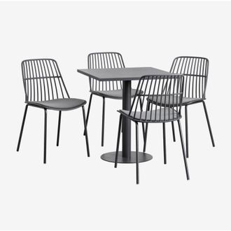 Sklum Sklum - Mizzi 70x70 cm quadratisches Tischset und 4 Maeba Gartenst&uuml;hle Grau Graphit