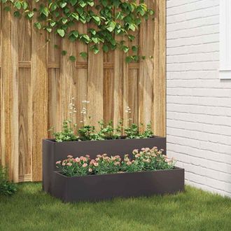 vidaXL Jardini&egrave;re - Acier noir &agrave; 2 niveaux, 100x60x45 cm Vidaxl